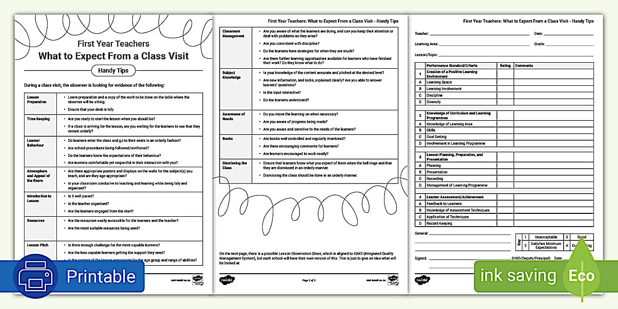First Year Teachers: What to Expect From a Class Visit - Handy Tips