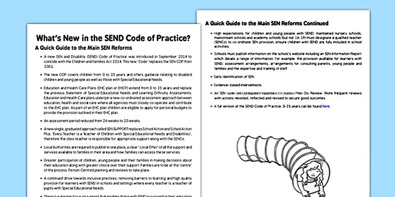 Editable What's New in the SEN Code of Practice?: Fact Sheet