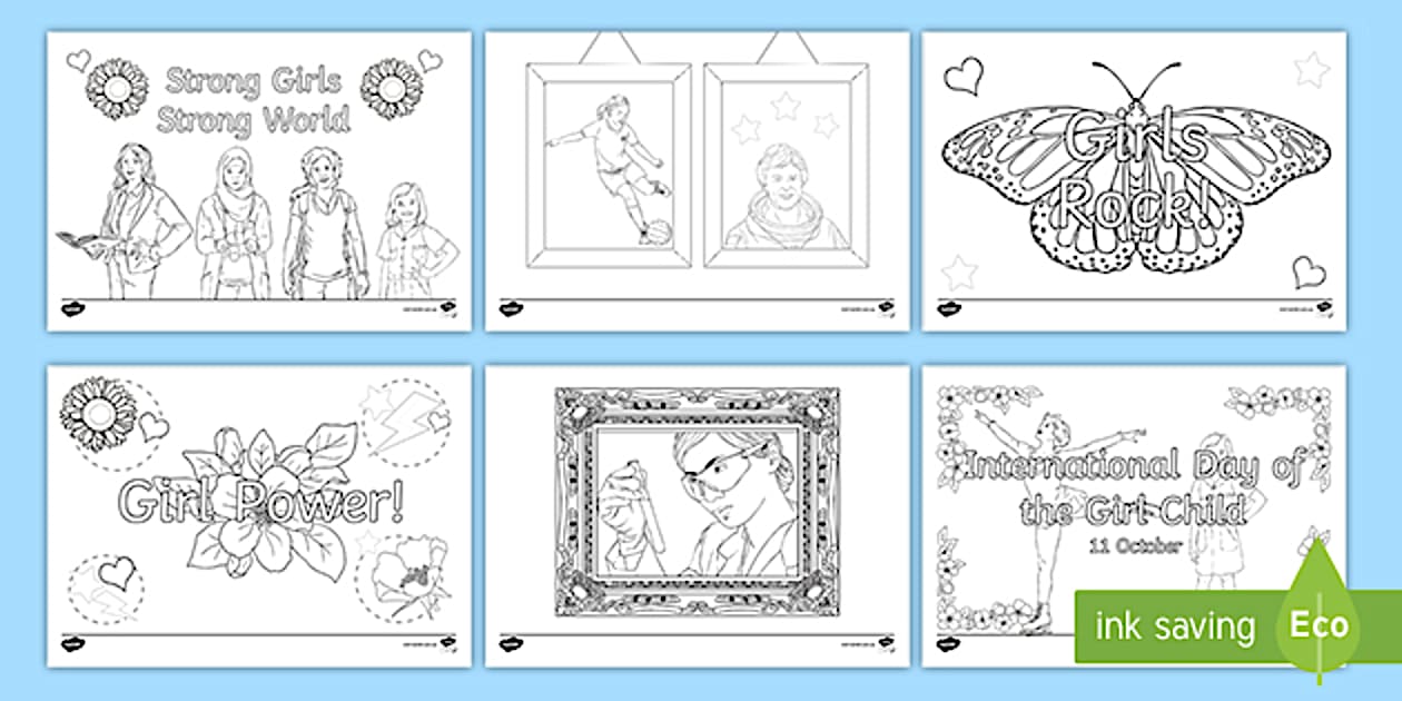 International Day of the Girl Child Colouring Pages - Twinkl