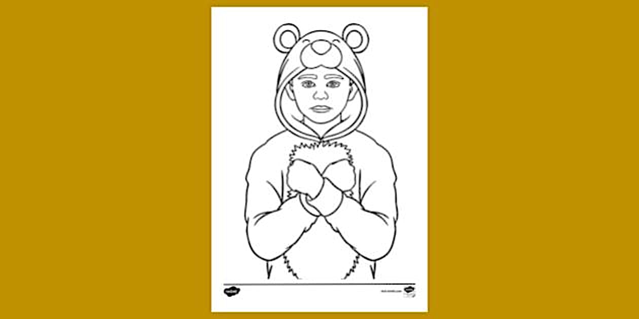 BSL Bear Colouring | Colouring Sheet (teacher made) - Twinkl