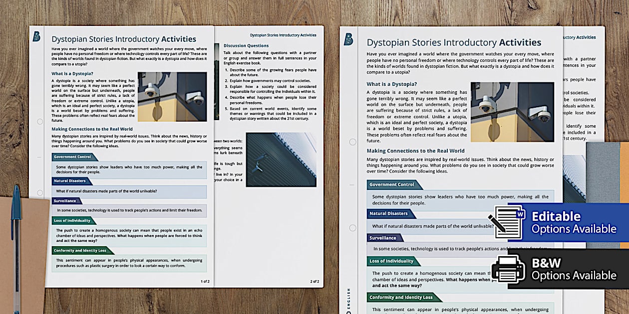 Dystopian Stories Introductory Activities (teacher made)