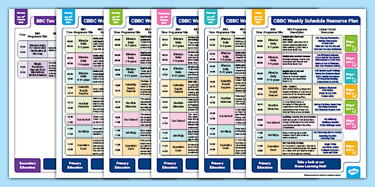FREE! - BBC Weekly Schedule Resource Plan: w/c 18th January 2021