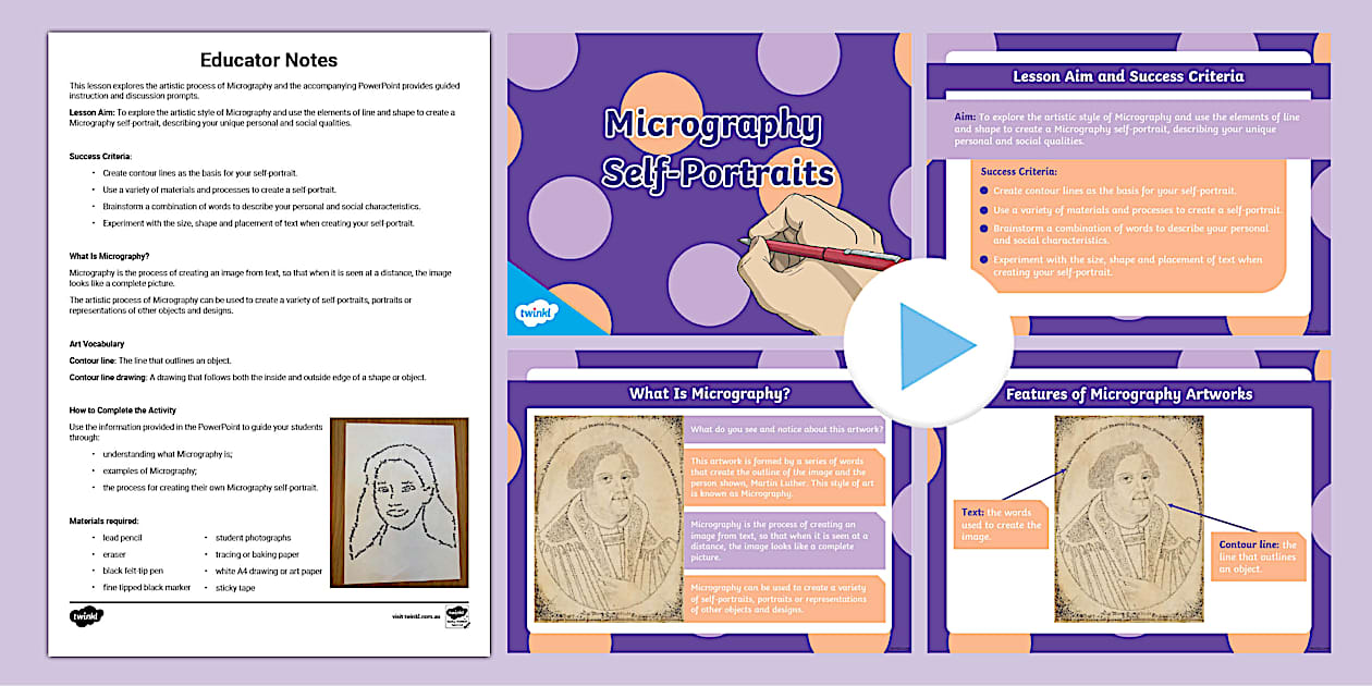This Is Me! Micrography Self-Portraits Art Lesson - Twinkl