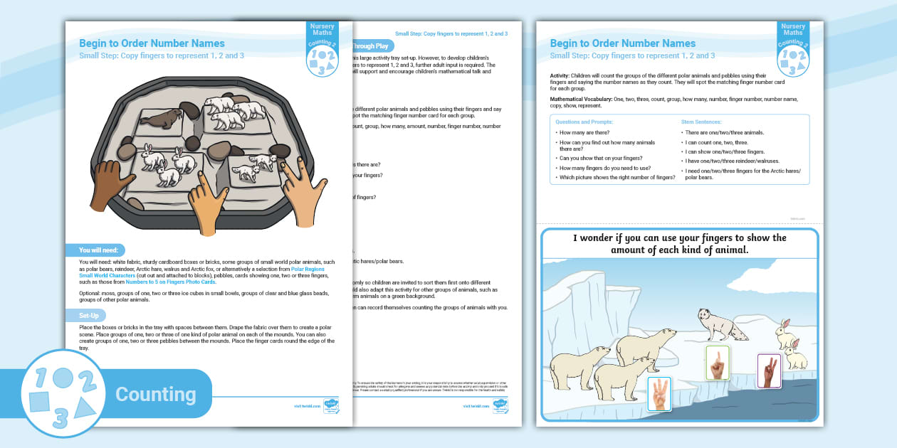Nursery Begin to Order Number Names Large Activity Tray