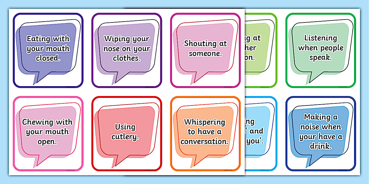 Good Manners Discussion Word Cards (Teacher-Made) - Twinkl