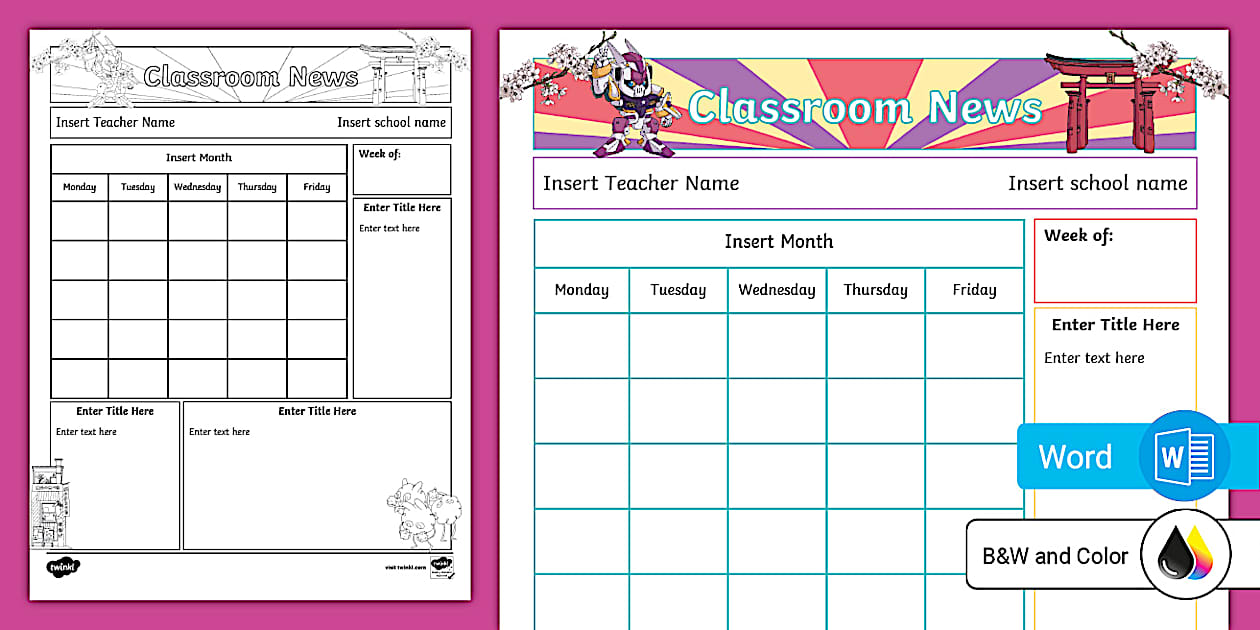 Editable "ANIME-zing" Class Newsletter (Teacher-Made)