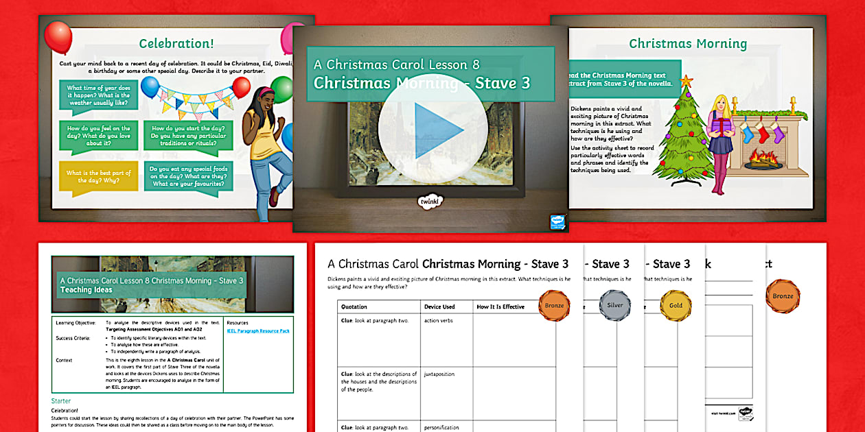 Editable A Christmas Carol Lesson 8: Christmas Morning - Stave Three