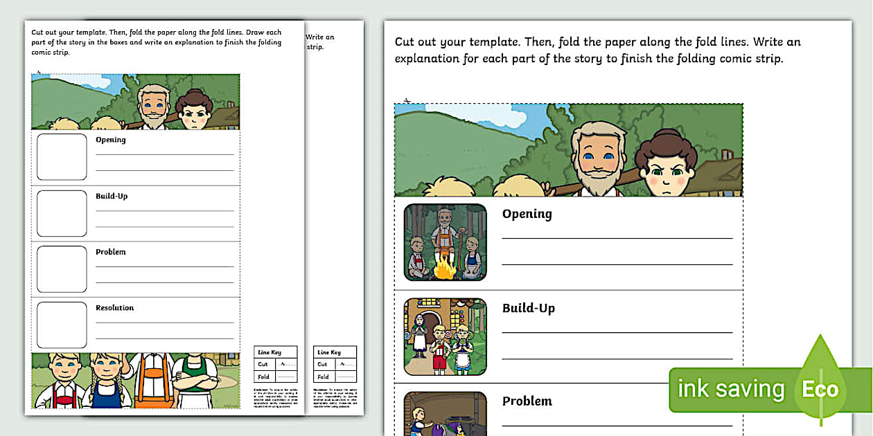 Hansel and Gretel Folding Comic Strip Template - Twinkl