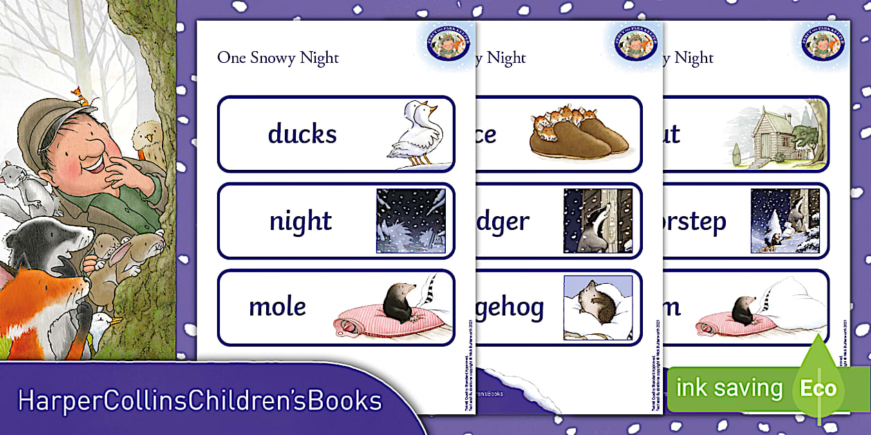 Percy the Park keeper: One Snowy Night Word Cards
