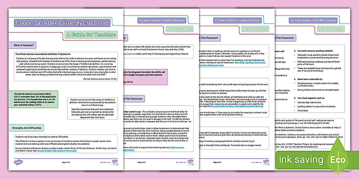 Dyslexia Friendly Classrooms Adult Guidance (teacher made)