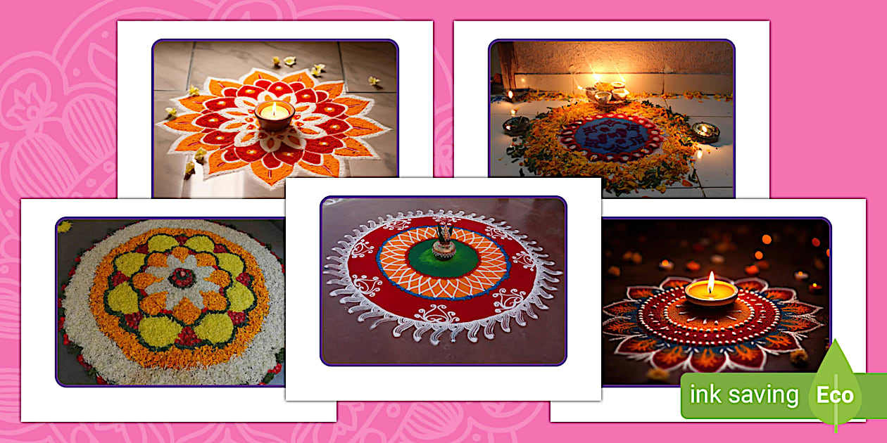 Rangoli Pattern Display Photos (teacher made) - Twinkl