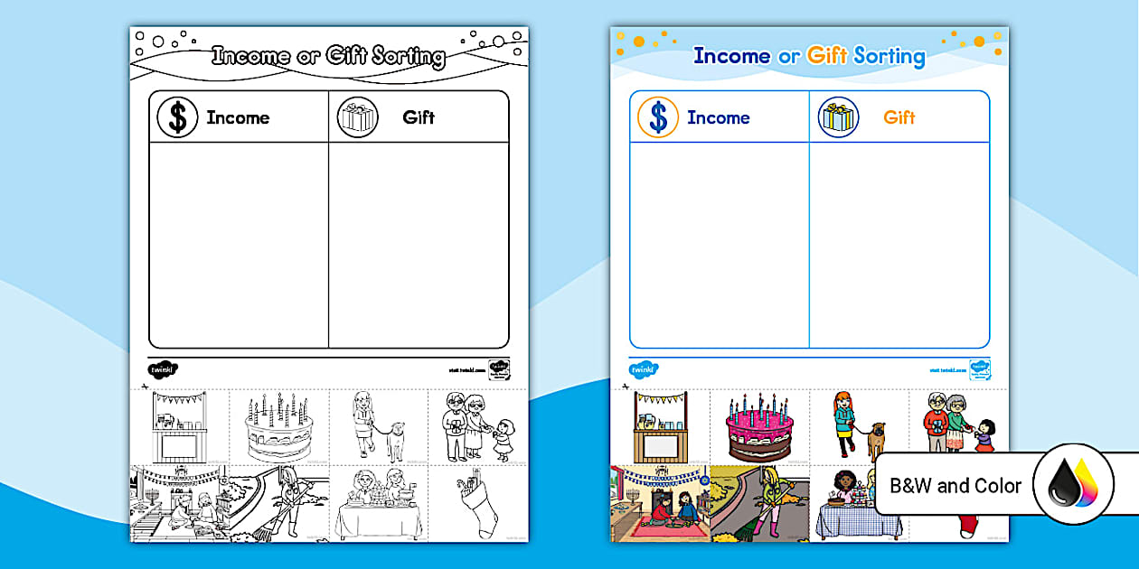 Income or Gift? Cut and Paste Sorting Activity for K-1st Grade