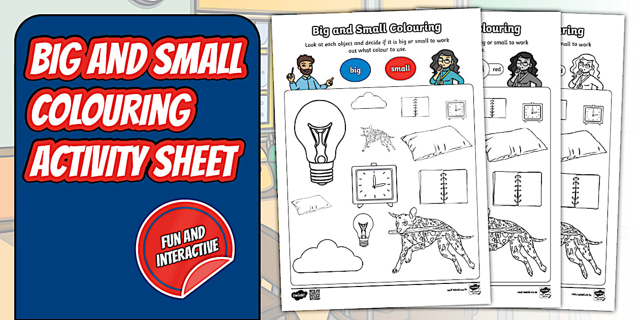 Big and Small Colouring Activity Sheet (teacher made)