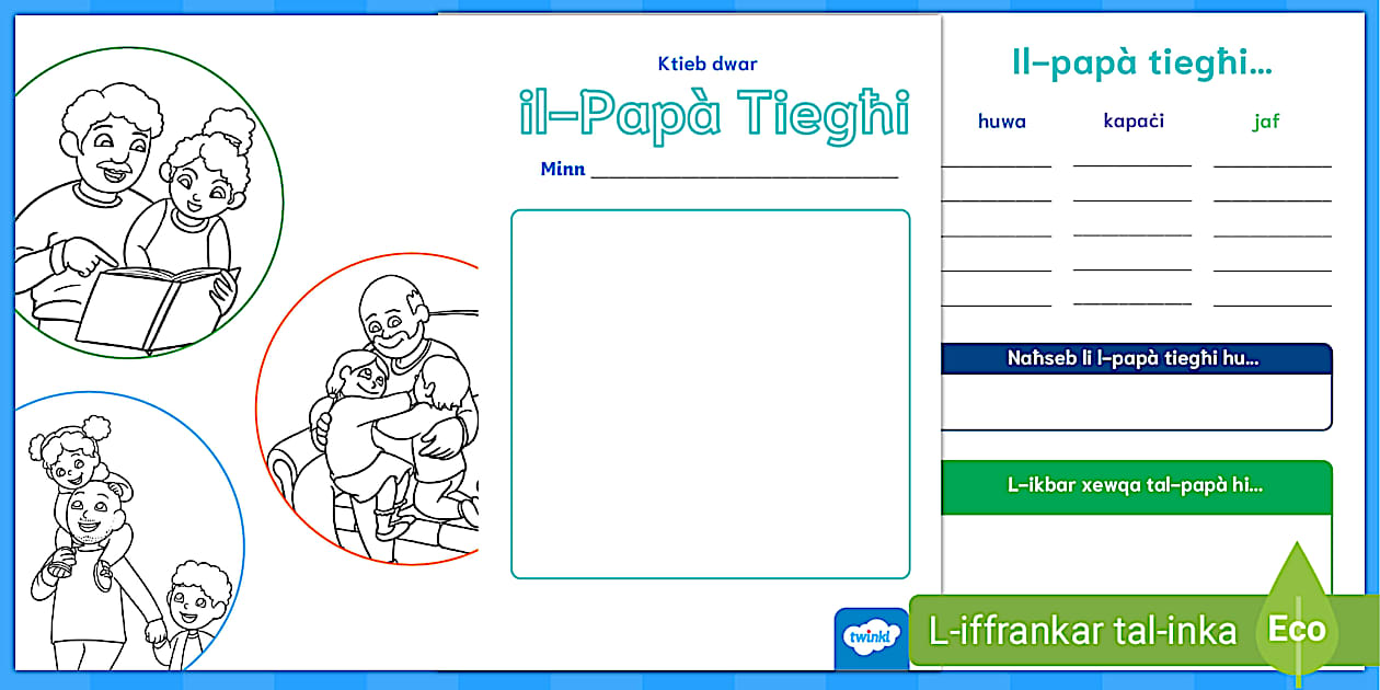 Mudell ta' Kitba: Ktieb Dwar il-Papà Tiegħi (teacher made)