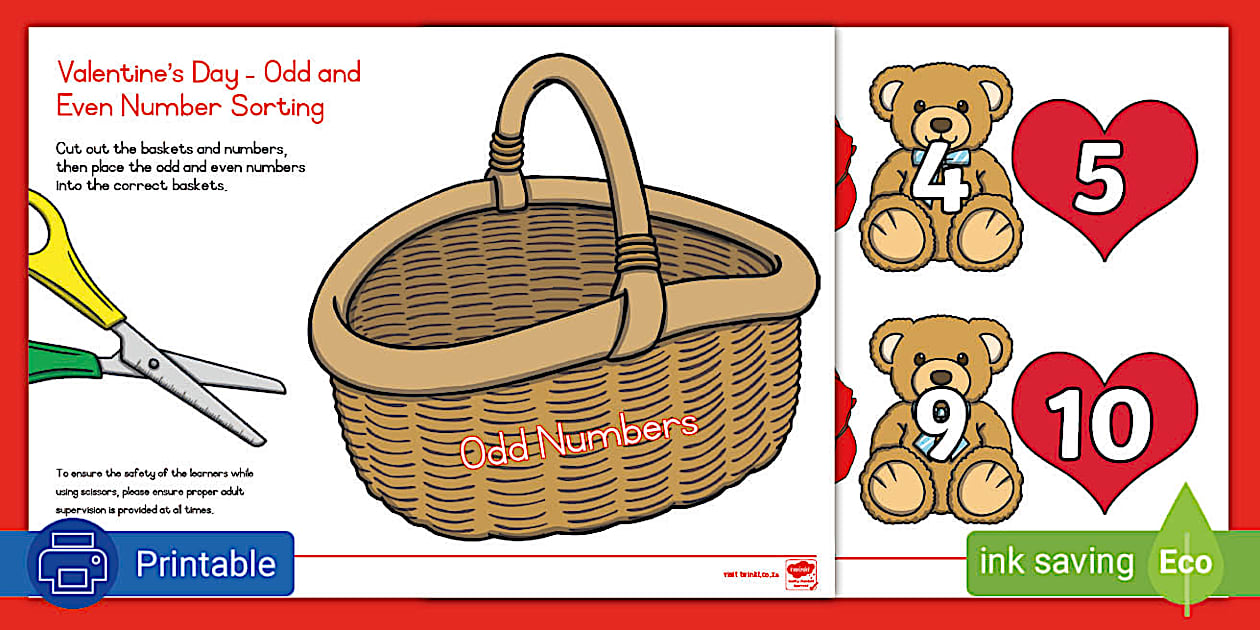 Grade 2 Valentines Day Odd and Even Number Sorting - Twinkl