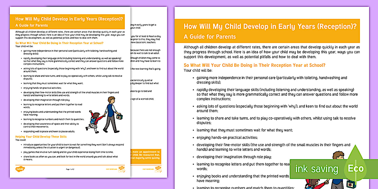 Editable How Your Child Develops in Early Years Parent and Carer ...