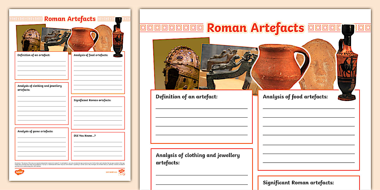 Roman Artefacts Fact File Template (teacher made) - Twinkl