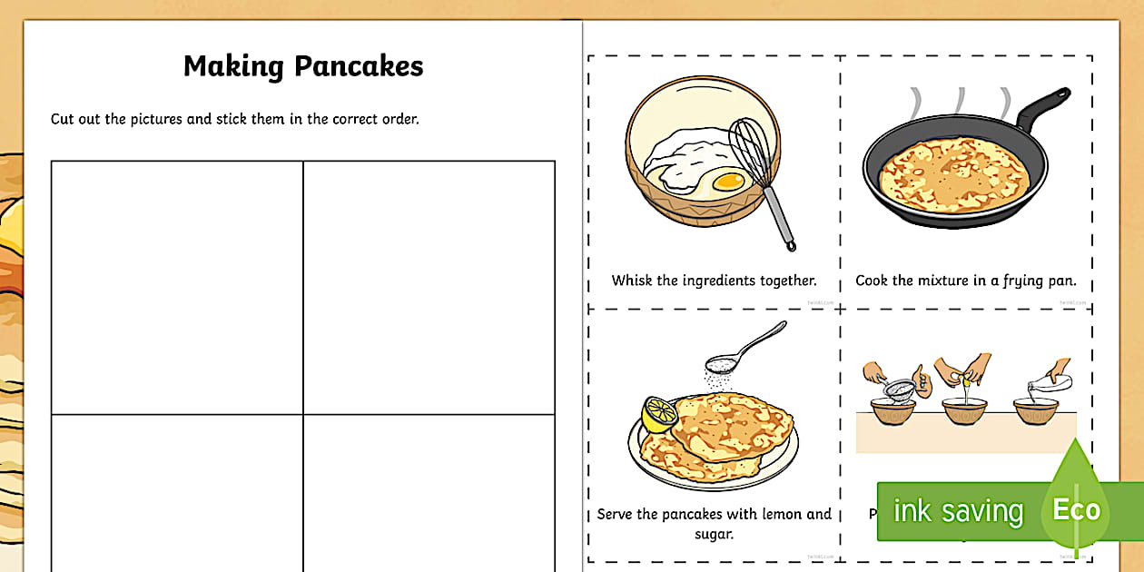 Making Pancakes Sequencing Worksheet / Worksheet - Twinkl