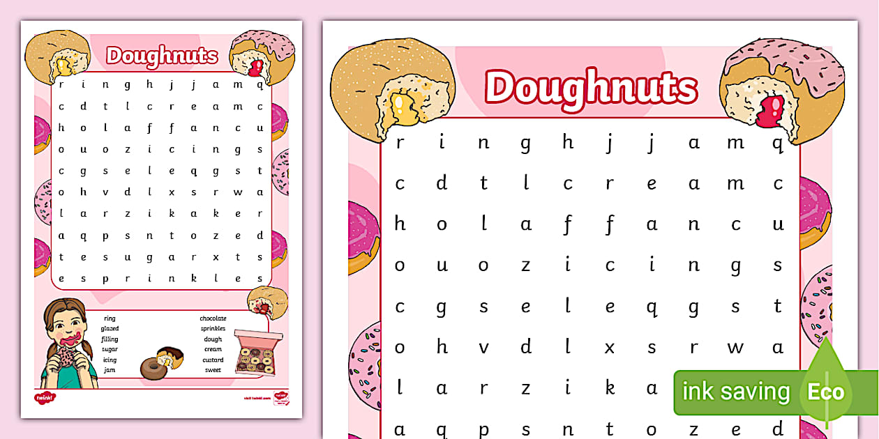 KS1 Doughnut Word Search - baking (teacher made) - Twinkl