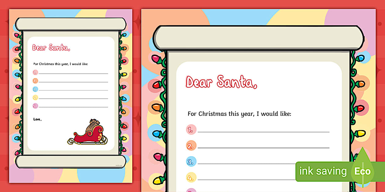 Letter to Santa Writing Template