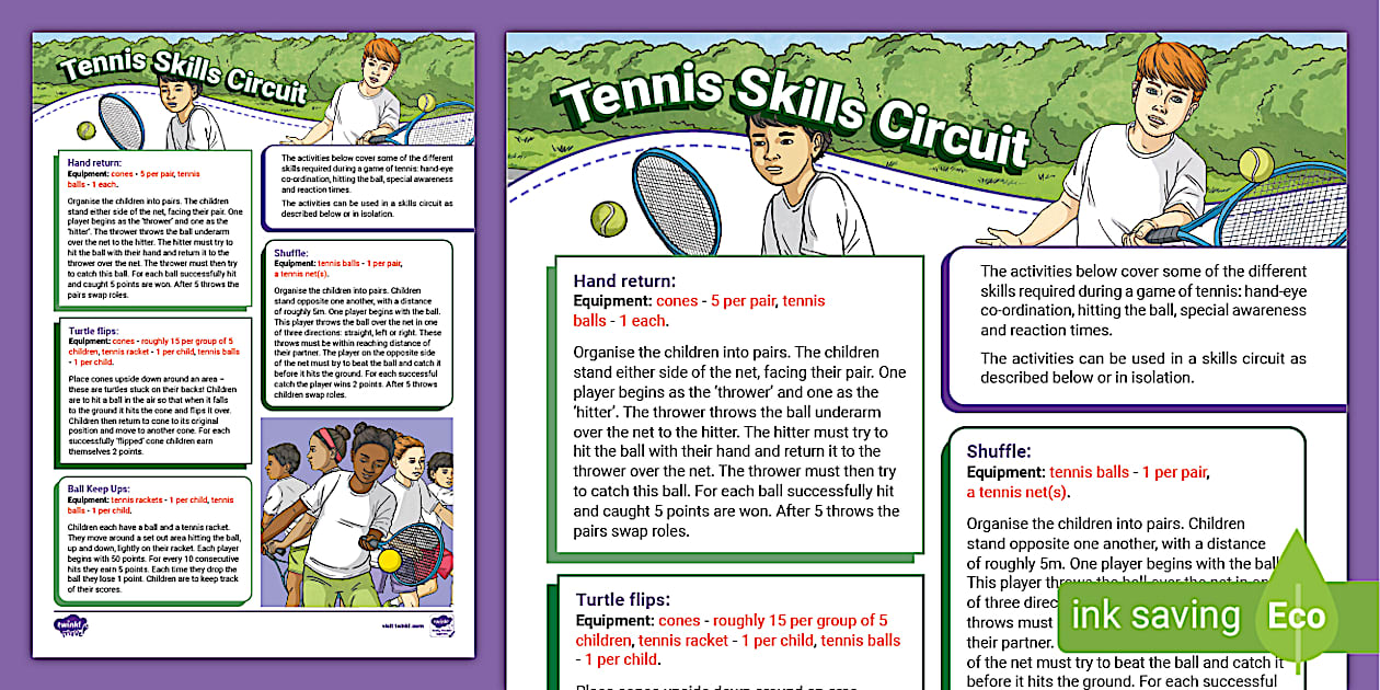 Tennis Skills Worksheet | PE KS2 | Teacher Resources