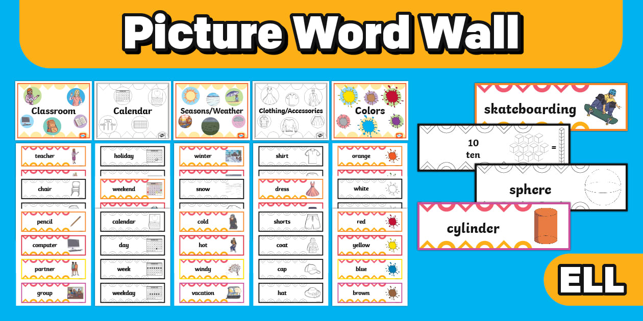 Picture Dictionary Word Wall for ELL - Twinkl