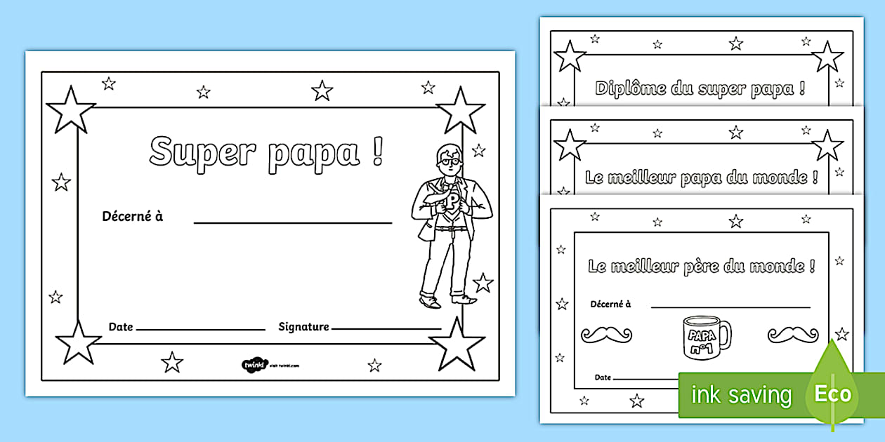 Diplôme fête des Pères | Ressources pédagogiques