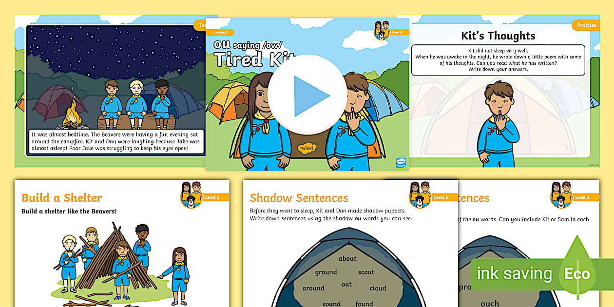 ‘ou’ saying /ow/ Lesson Pack (teacher made) - Twinkl