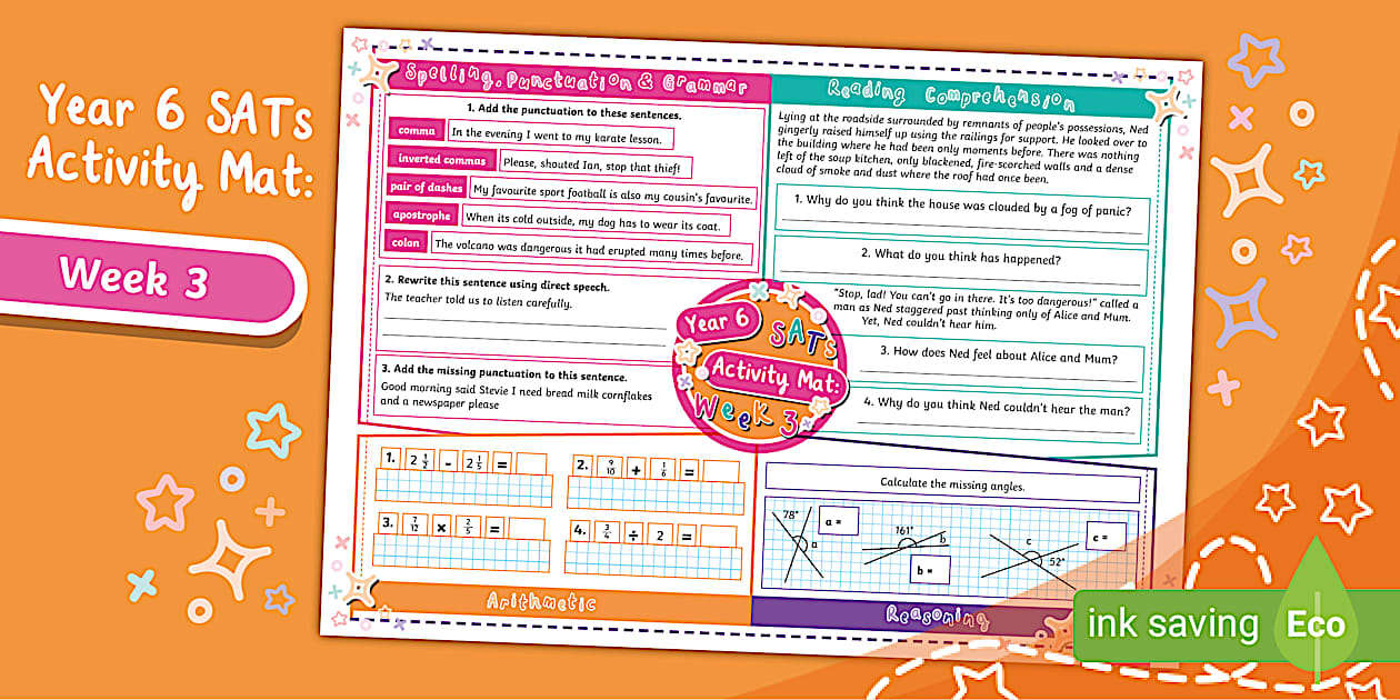 Year 6 SATs Activity Mat: Week 3 (Teacher-Made) - Twinkl