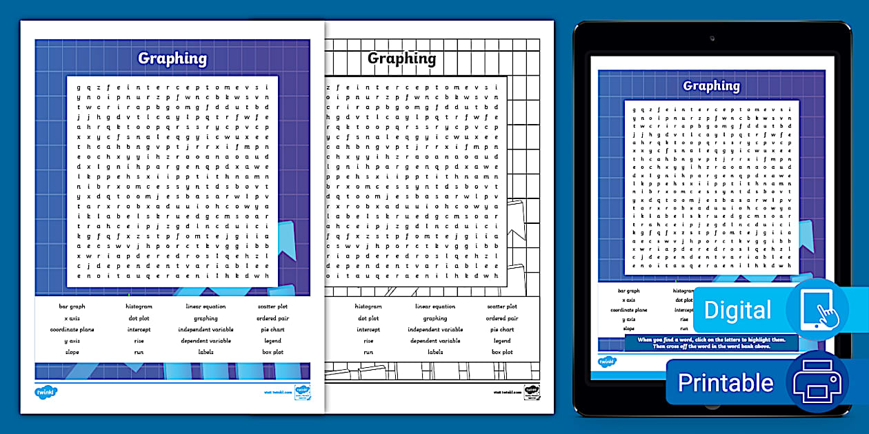 Graphing Word Search for 6th-8th Grade (teacher made)