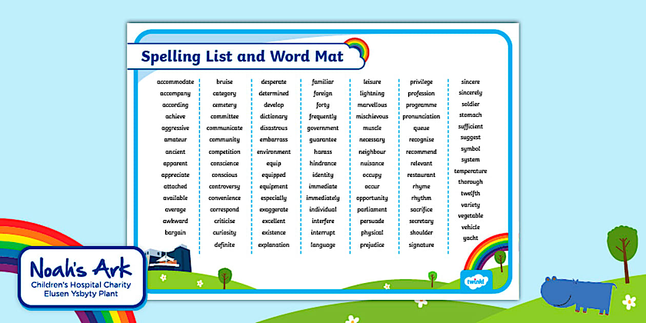 FREE! - Spelling List and Word Mat PS3 - Twinkl