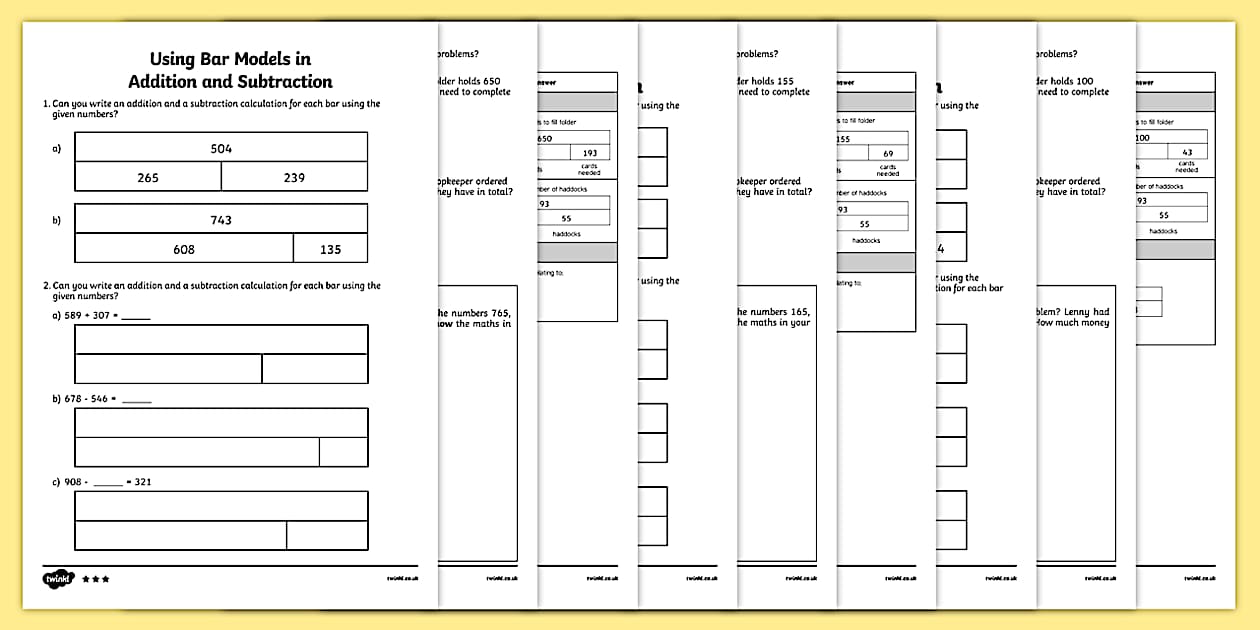 Bar Modelling Worksheet Pack - Primary Resource - Twinkl