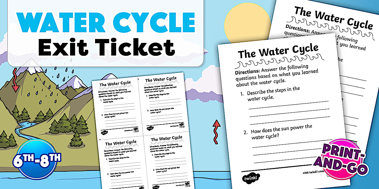 The Water Cycle Exit Ticket for 6th-8th Grade - Twinkl