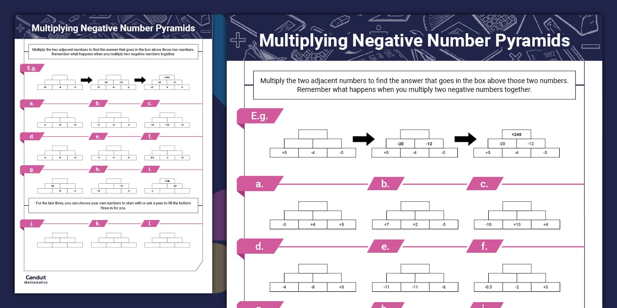 Multiplying Negative Number Pyramids (Teacher-Made) - Twinkl