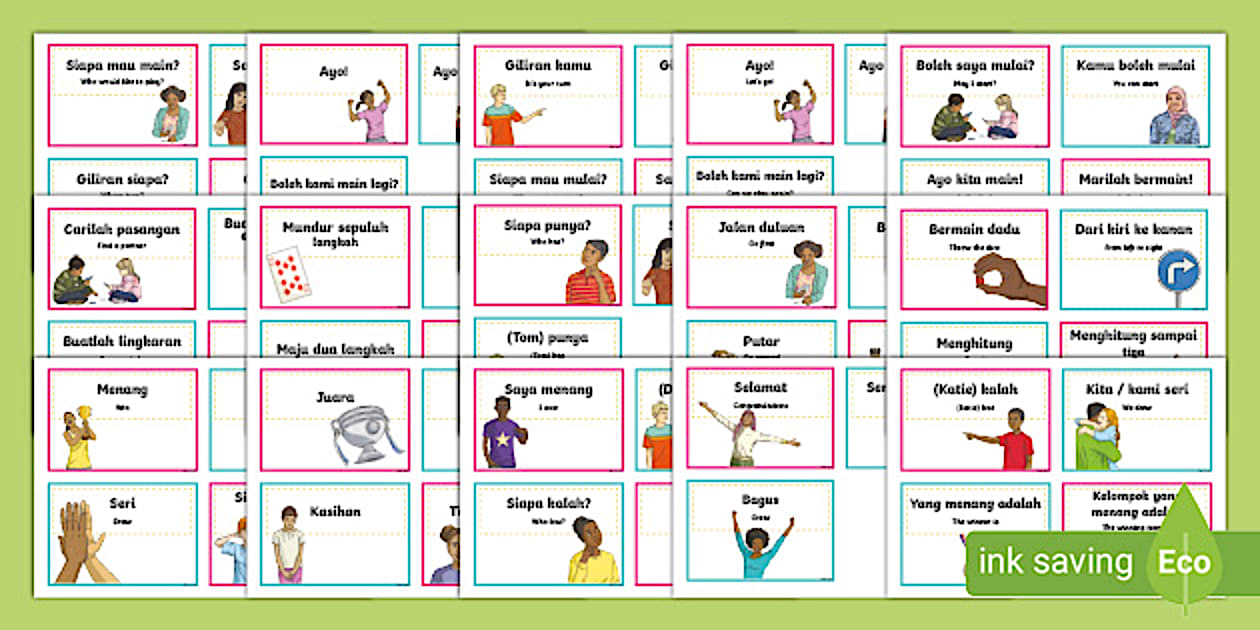 Playing Games Flashcards Pack Indonesian (teacher made)