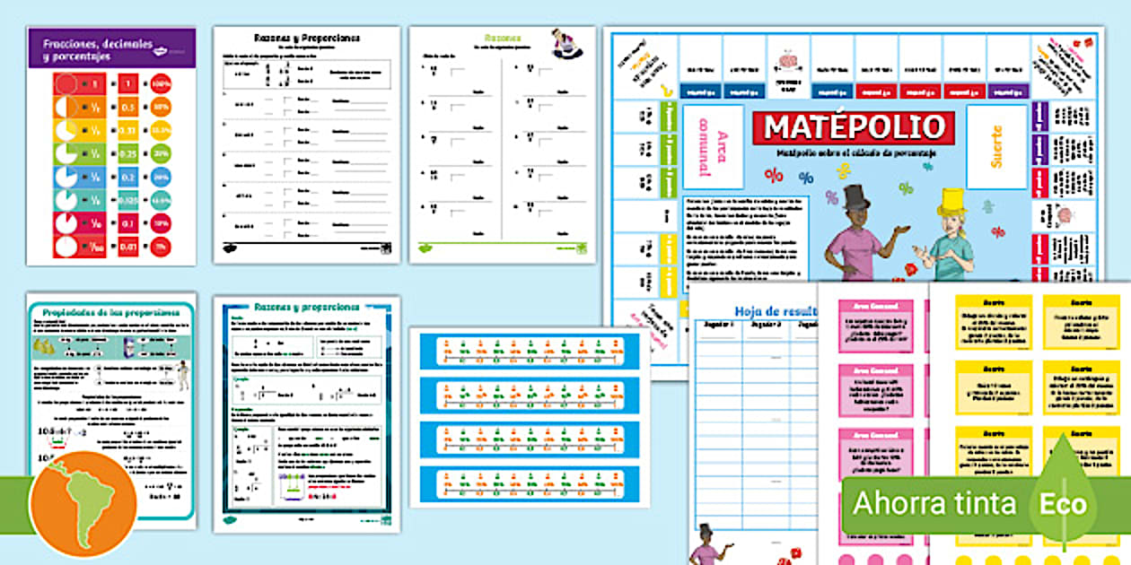 Paquete de actividades: Razones y porcentajes (teacher made)