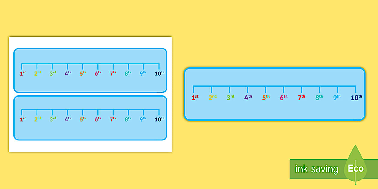 Ordinal Number Line Desk Strips - Ordinal Number Line 1st to 10th
