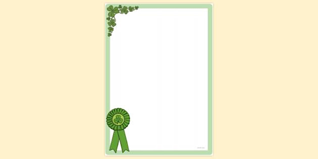 Simple Blank Green Rosette with Shamrock Page Border | Twinkl