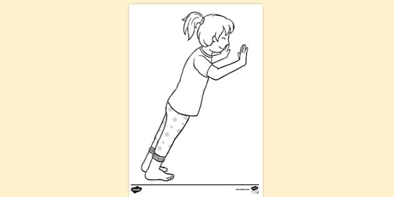 Child Doing Wall Push Up Colouring Sheet | Colouring Sheets