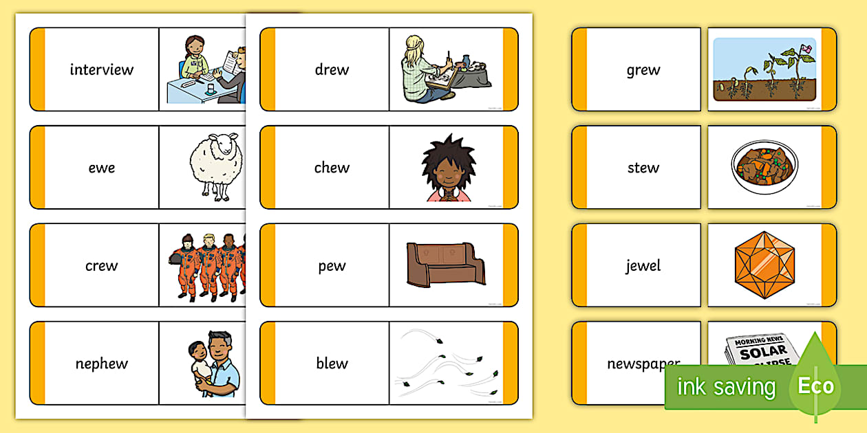 Teacher-made ‘ew’ Sound Cards | Words with EW in them