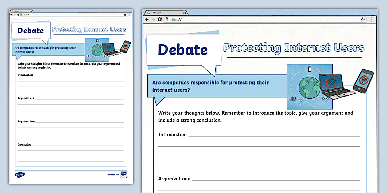 Protecting Internet Users Debate Writing Frame - Twinkl