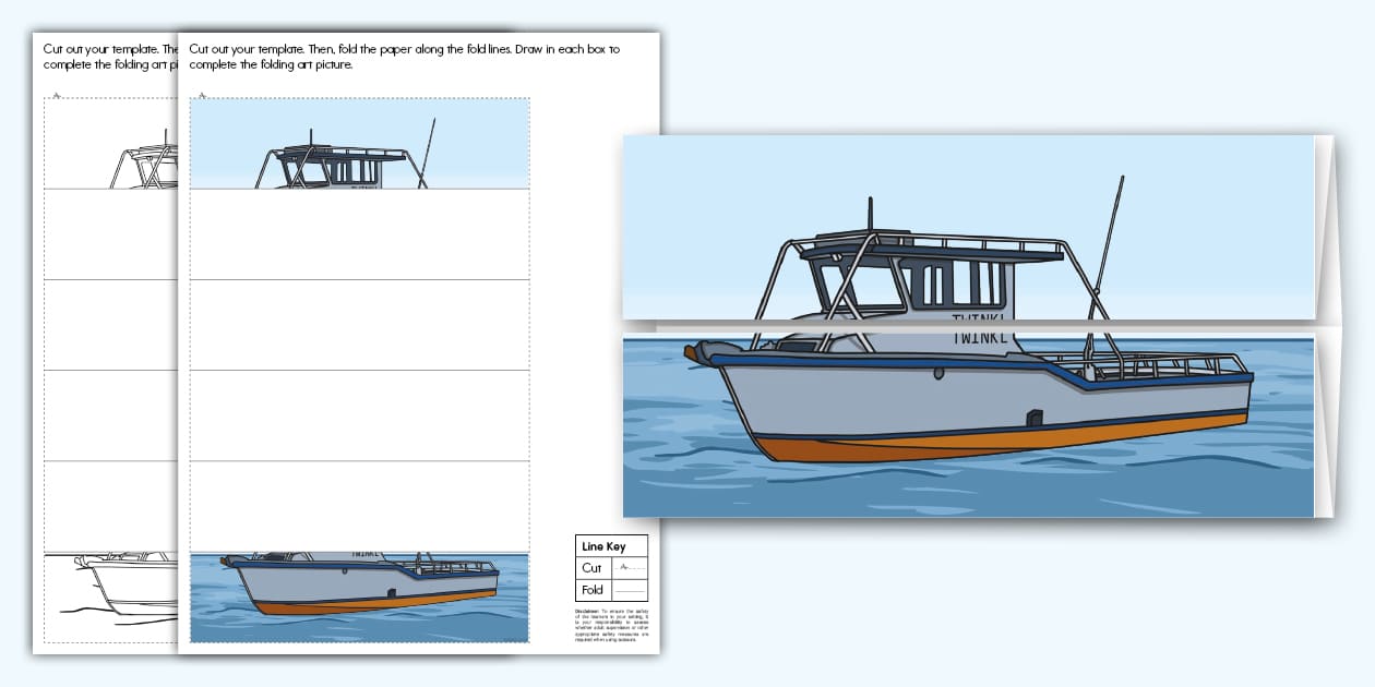 Boat Folding Art Template - Twinkl Colouring (teacher made)