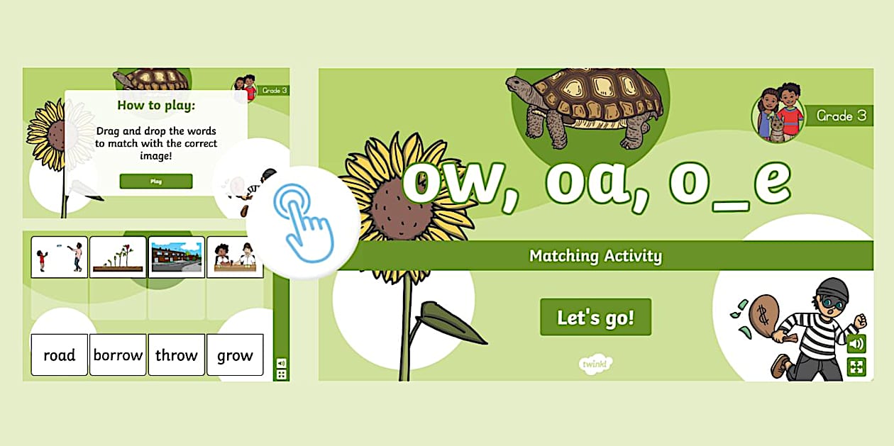 Grade 3 ow, oa, o_e Interactive Phonics Go! Game - Twinkl