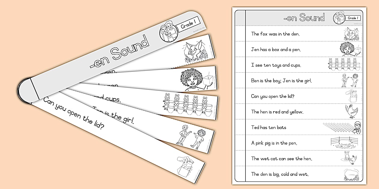 Grade 1 Phonics: -en Reading Strips (teacher made) - Twinkl