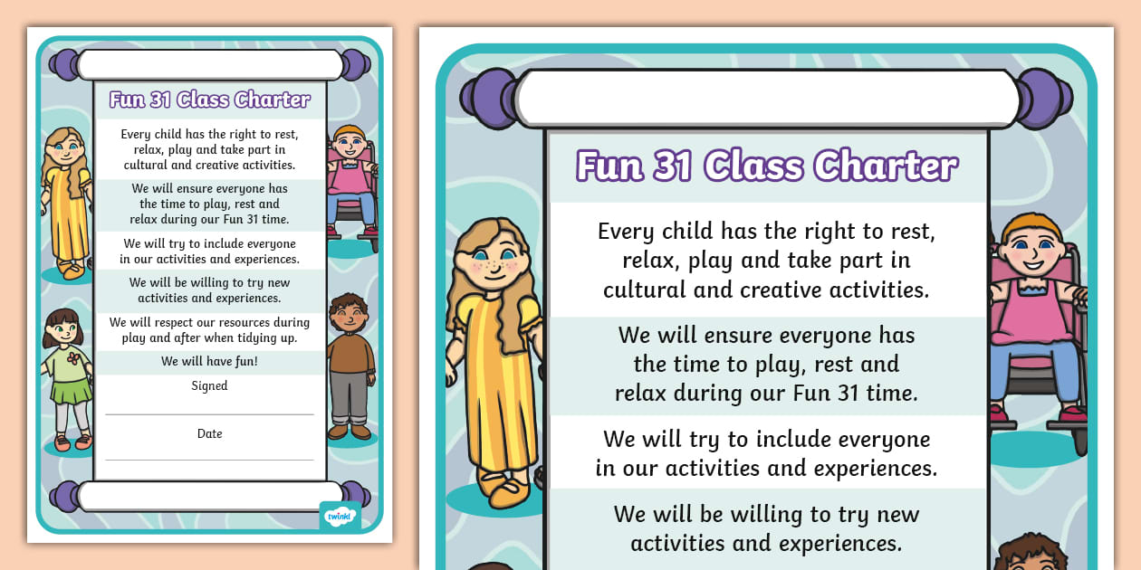Fun 31 Class Charter (teacher made) - Twinkl