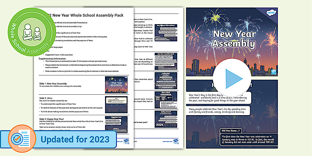 KS2 New Year Assembly Pack (teacher made) - Twinkl