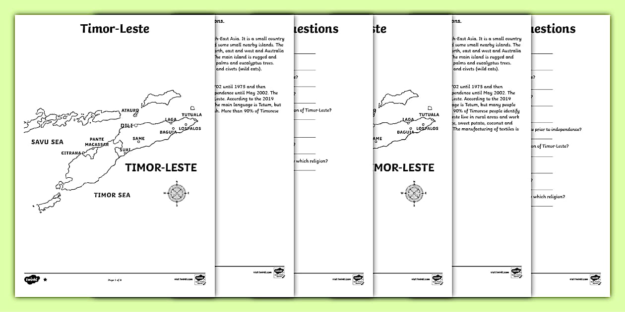 Timor-Leste Differentiated Comprehension Worksheet - Twinkl
