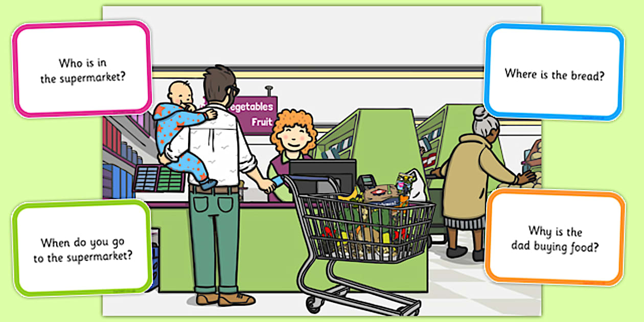 Supermarket Picture and Questions - Language Activity