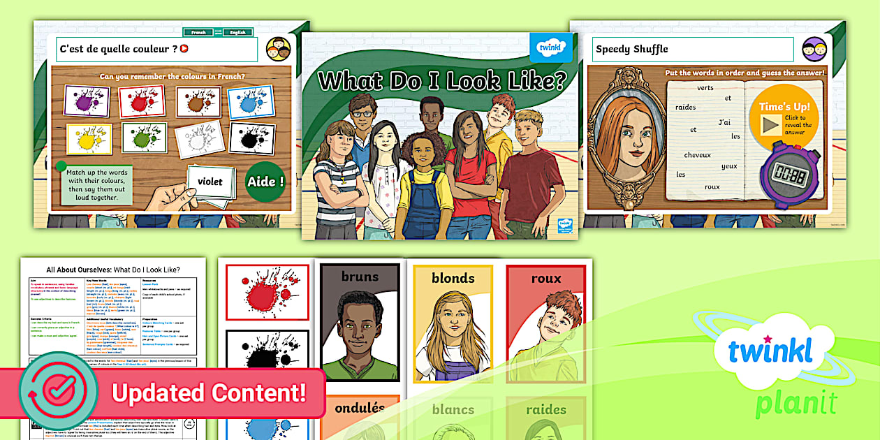 PlanIt Year 5 French Lesson: What Do I Look Like? - Twinkl