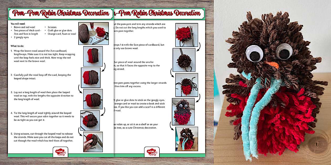 Robin Pom-Pom Instructions - Christmas... | Twinkl Party